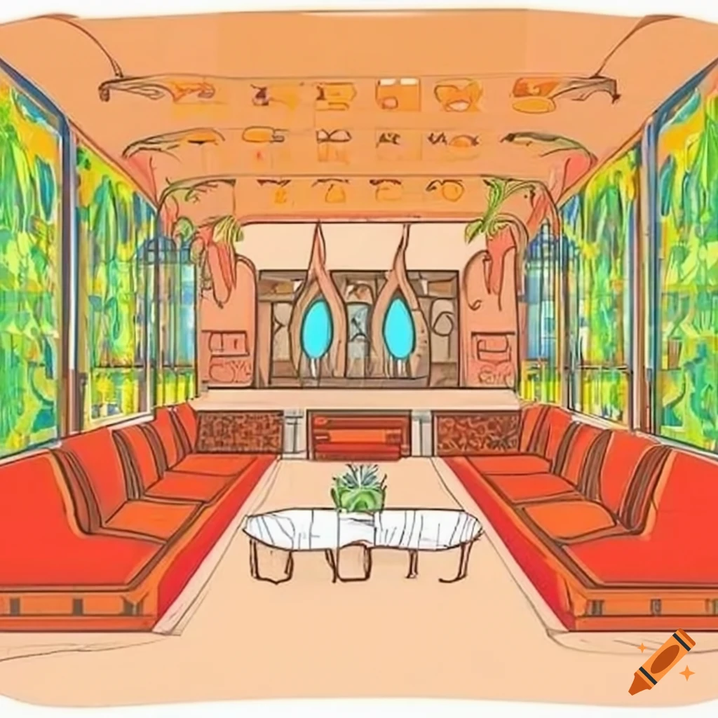 Modern Moroccan-style airport lounge with Middle Eastern ambiance on ...