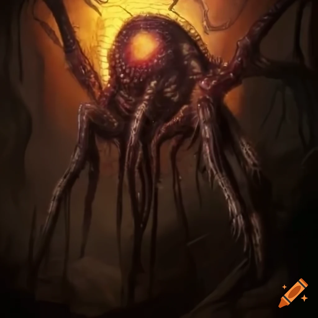 Drizlash, the Nine-Eyed Spider, an eldritch terror with blind eyes and ...