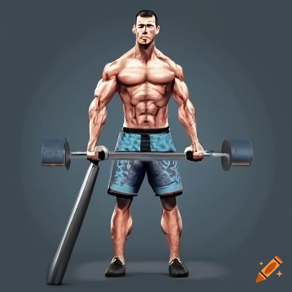 Man lifting heavy weights on Craiyon