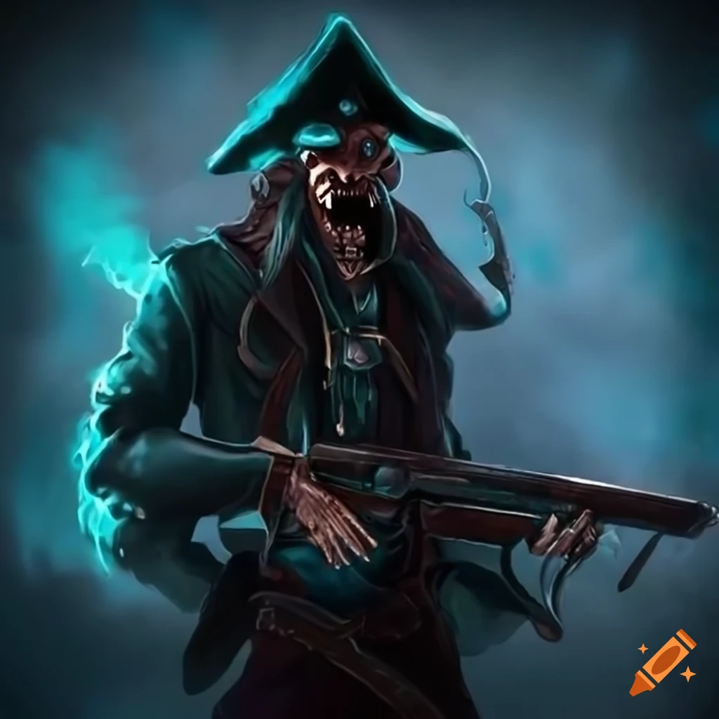 Cyberpunk pirate with futuristic flintlock weapon on Craiyon