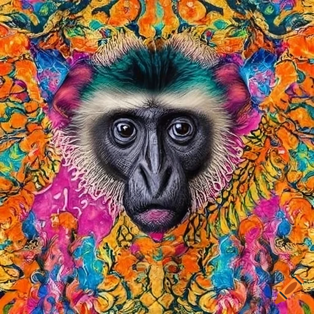 Zanzibar Colobus monkey on batik fabric with intricate design on Craiyon