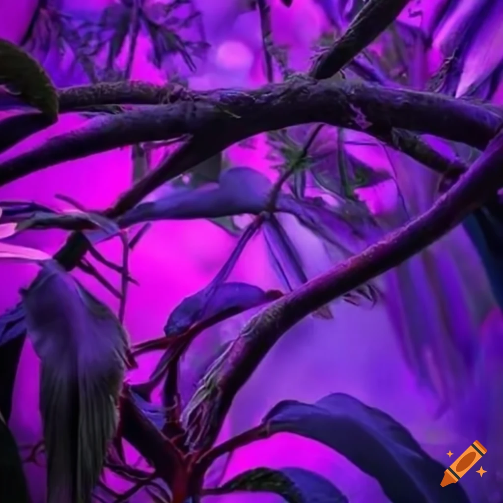 Purple jungle scenery on Craiyon