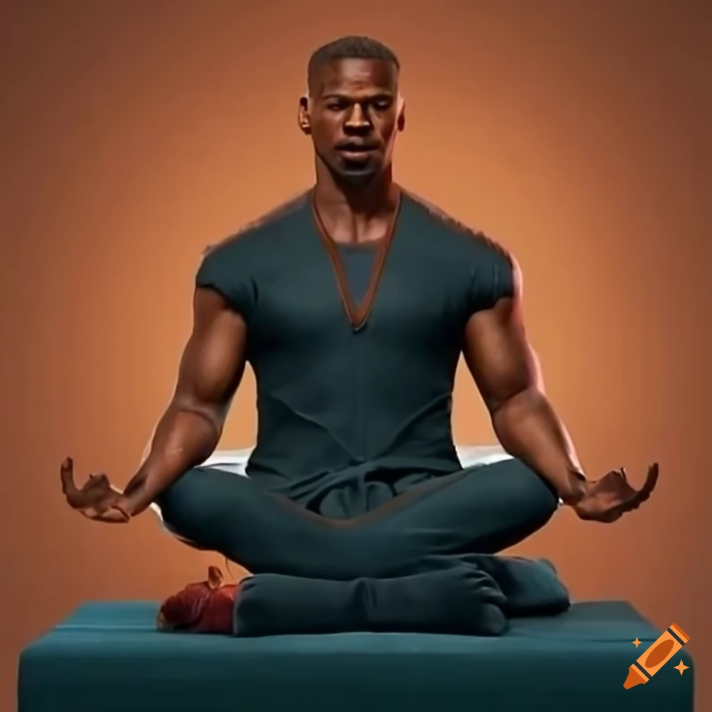 Jamie foxx meditating in a peaceful pose on Craiyon