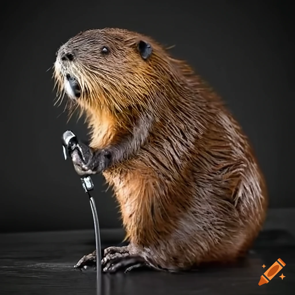 Beaver holding a microphone on Craiyon