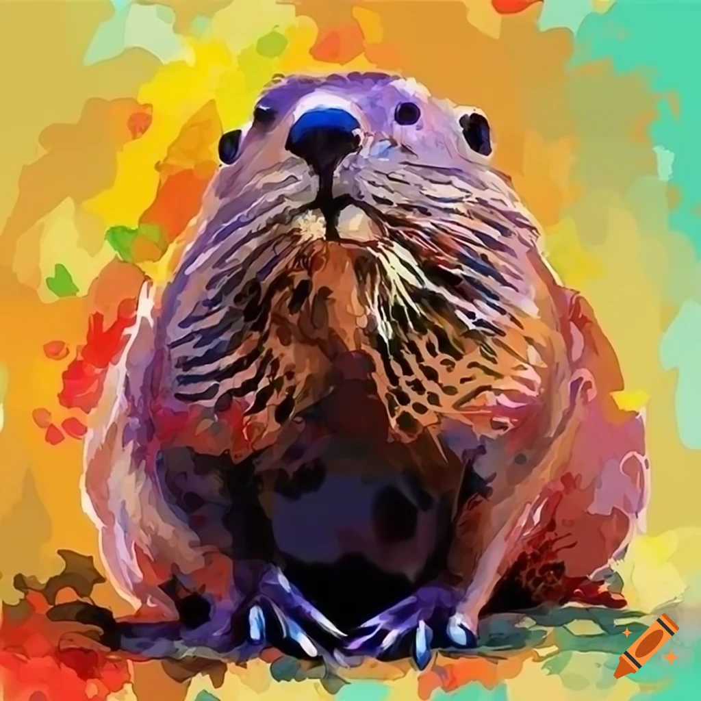 Watercolor beaver design for branding use on Craiyon