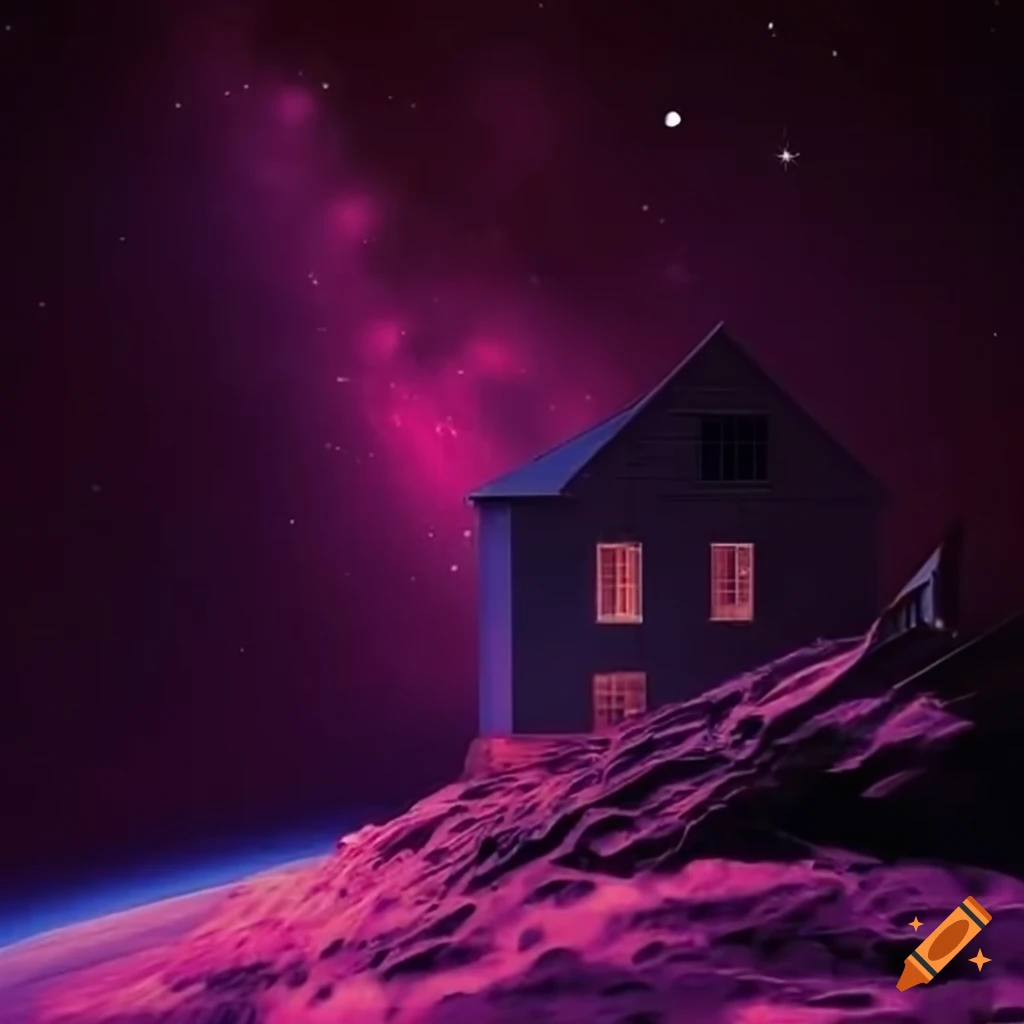 House floating in space on Craiyon