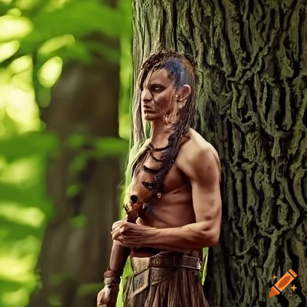 Tree warrior character illustration on Craiyon