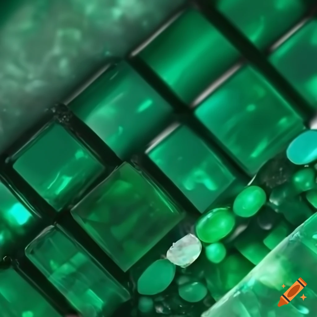 Emerald and jade gemstone background in various shades of green on Craiyon