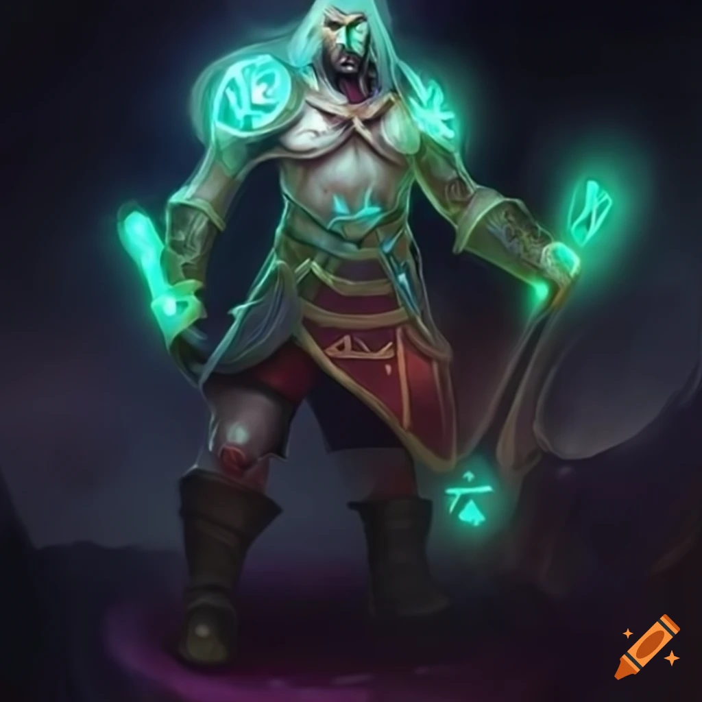 Warrior with glowing runes on skin on Craiyon