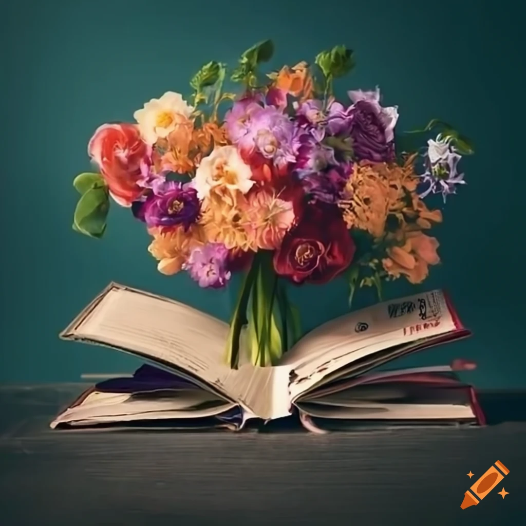 Flowers and books on Craiyon