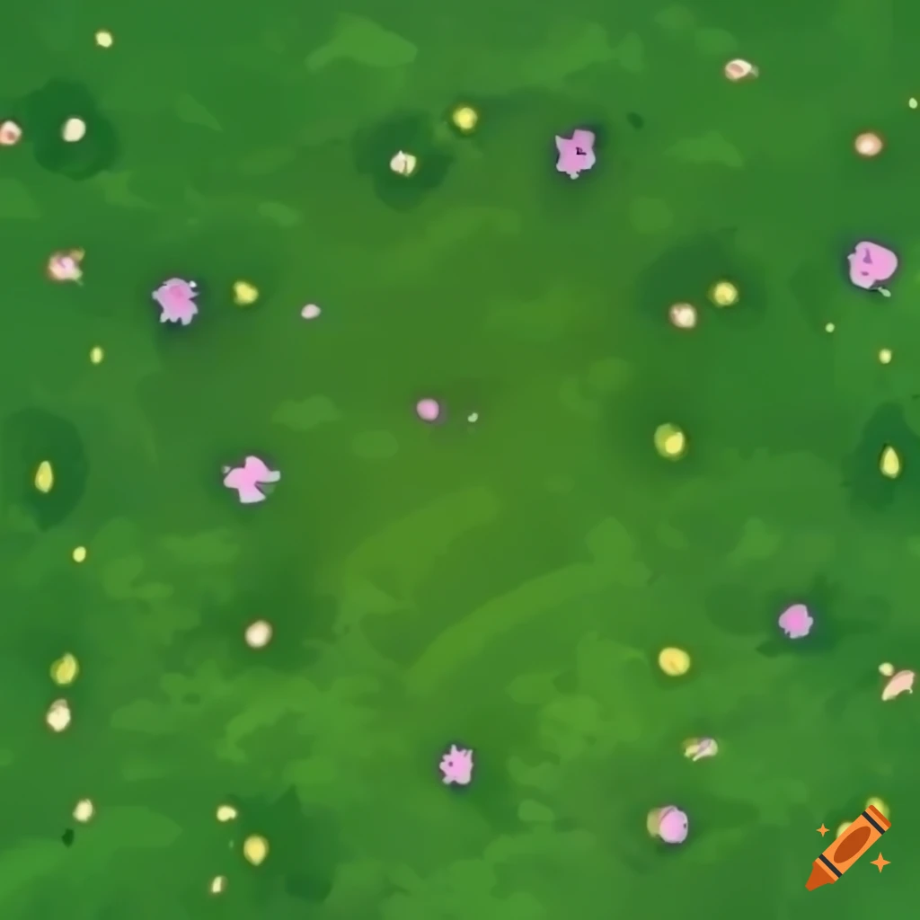 Top view anime-style meadow pattern on Craiyon