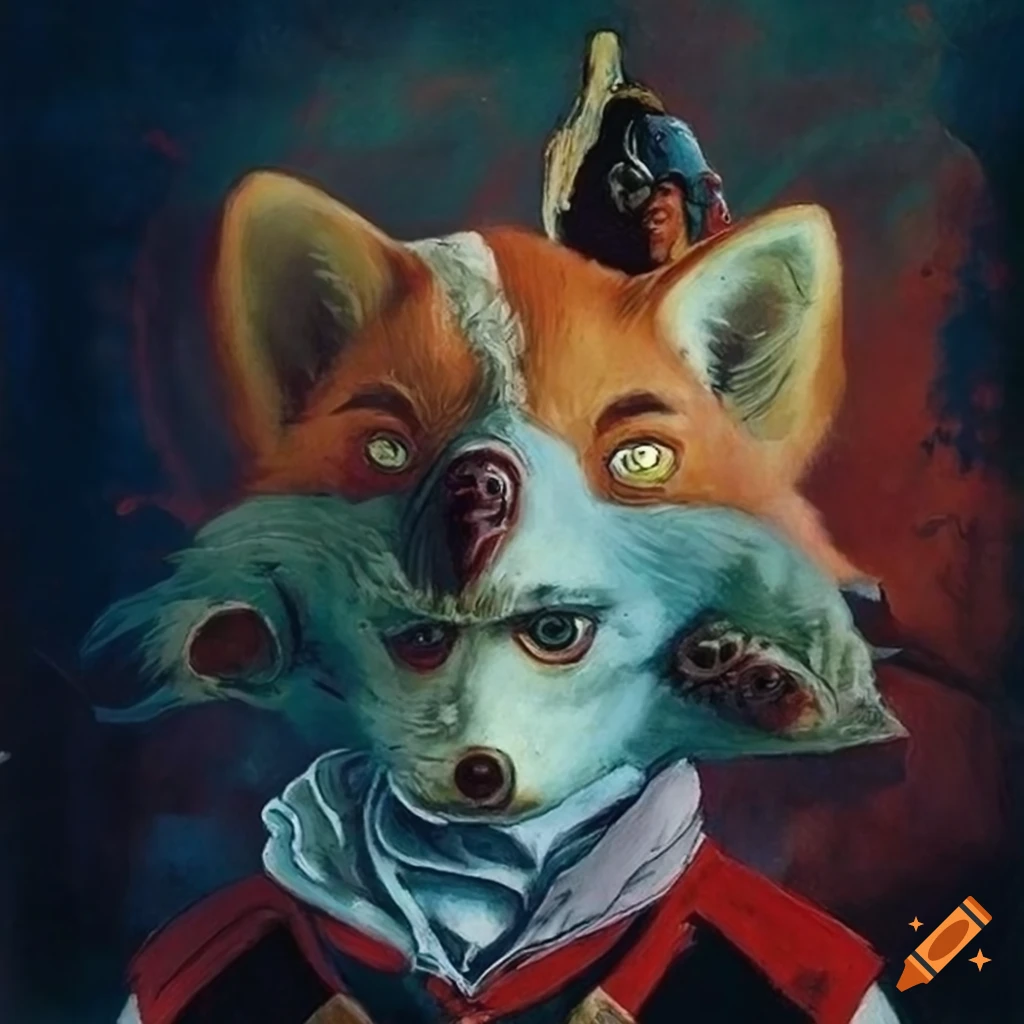 Intricate details of an alternative Star Fox in a vintage poster style ...