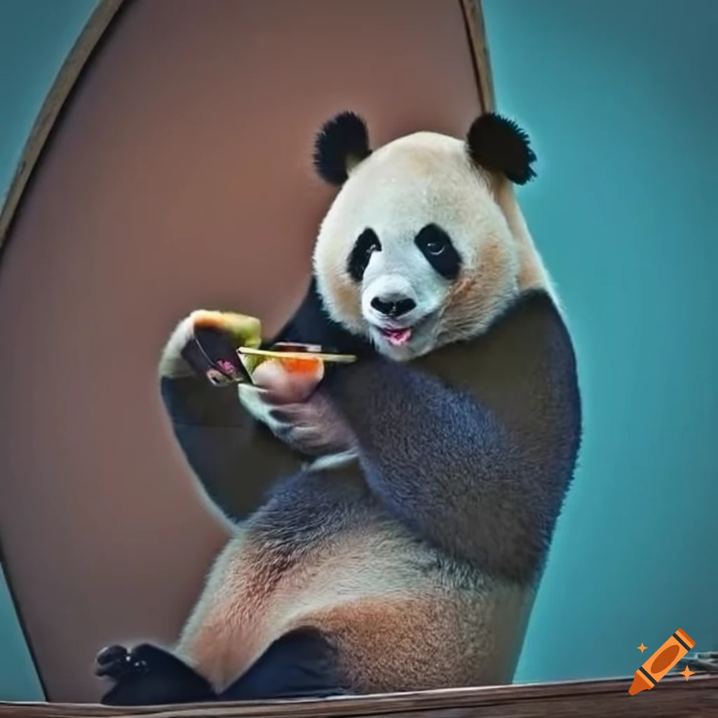 Panda enjoying a cocktail at the sydney opera house on Craiyon