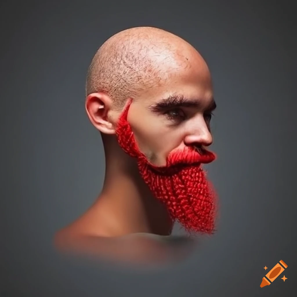 Person with bald head, pointy ears, and red braided goatee on Craiyon