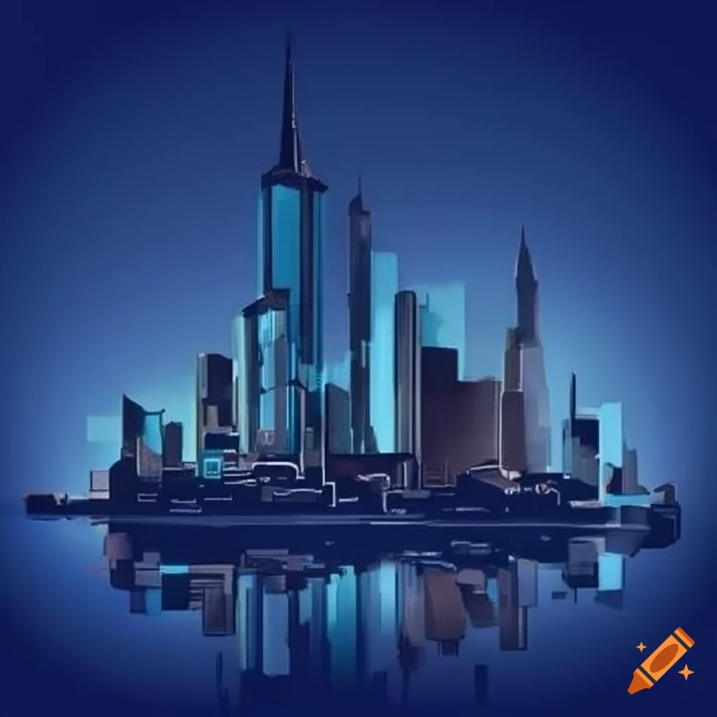 City made of computers artistic drawing on Craiyon