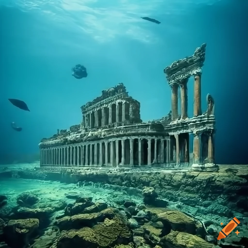 Underwater ruins with classical roman architecture on Craiyon