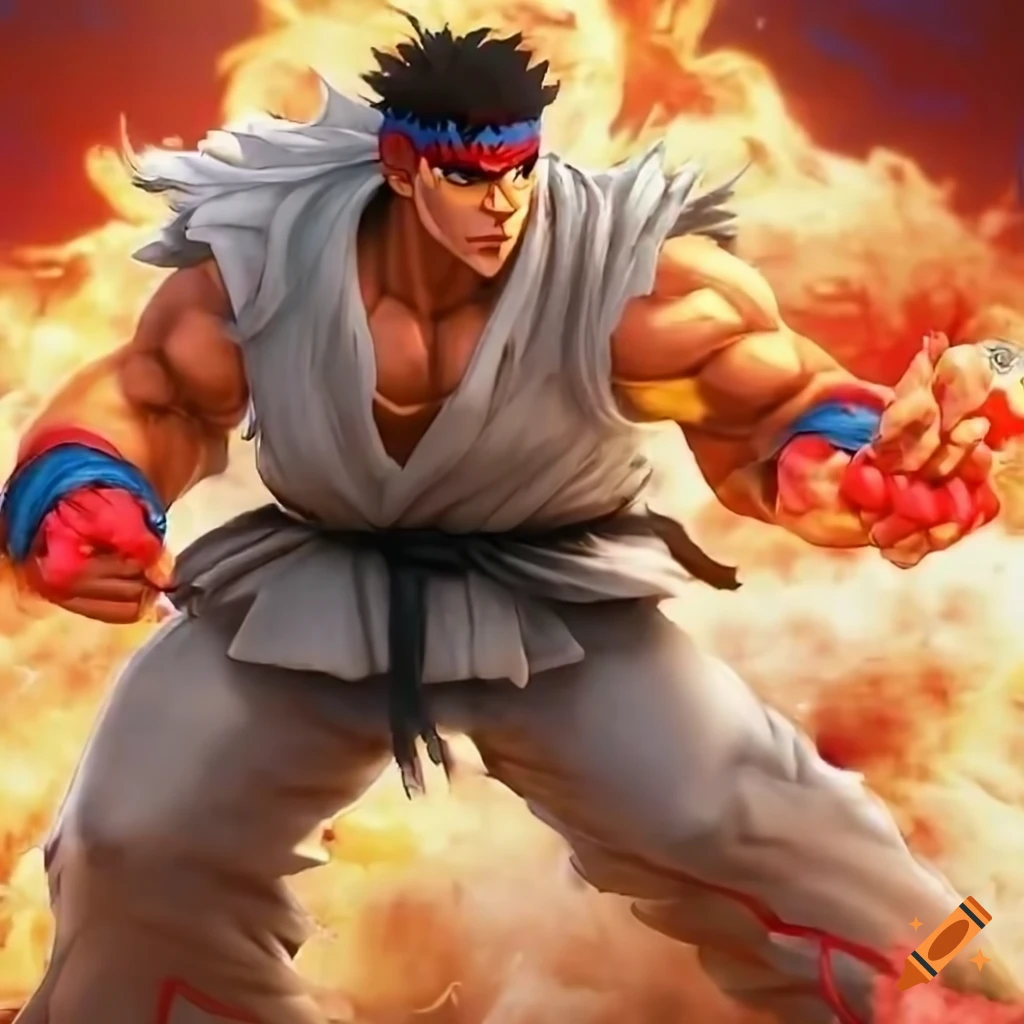 Ryu Street Fighter DJ warrior with lightning fireball on Craiyon