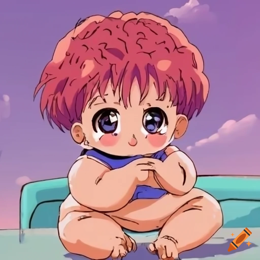 Cute chunky baby in 90's anime style on Craiyon