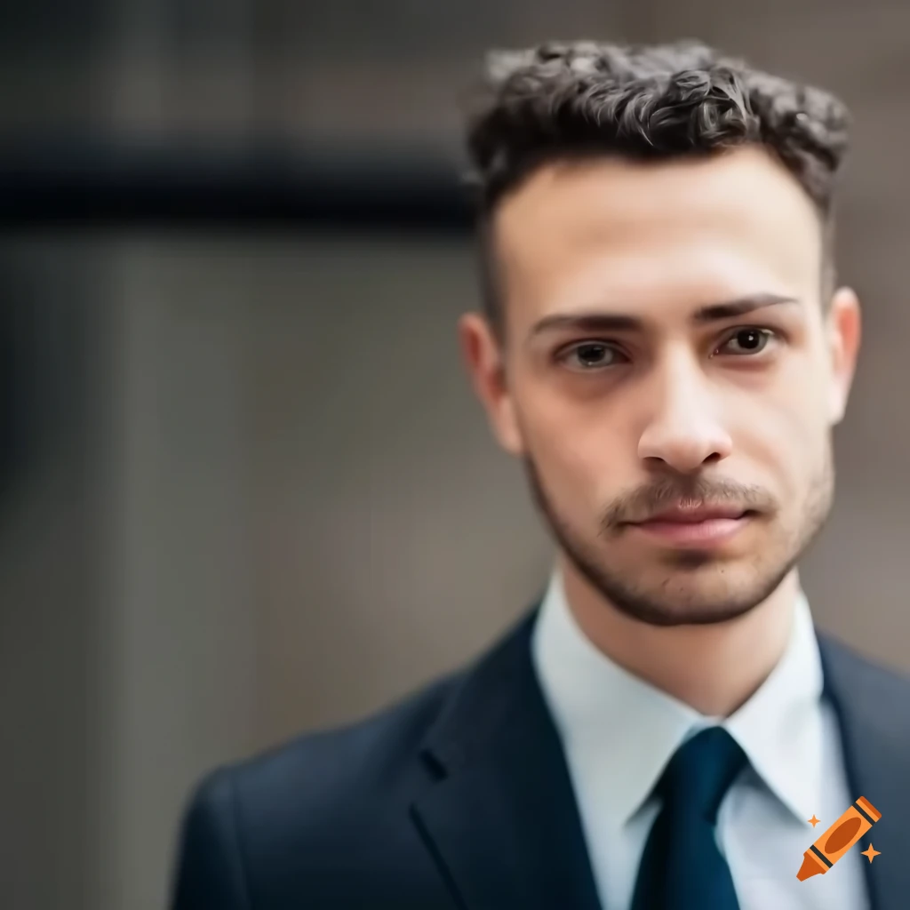 Sharp-dressed caucasian businessman in an office setting on Craiyon