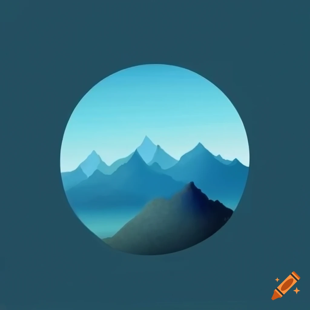 Calming blue mountain range graphic design on Craiyon