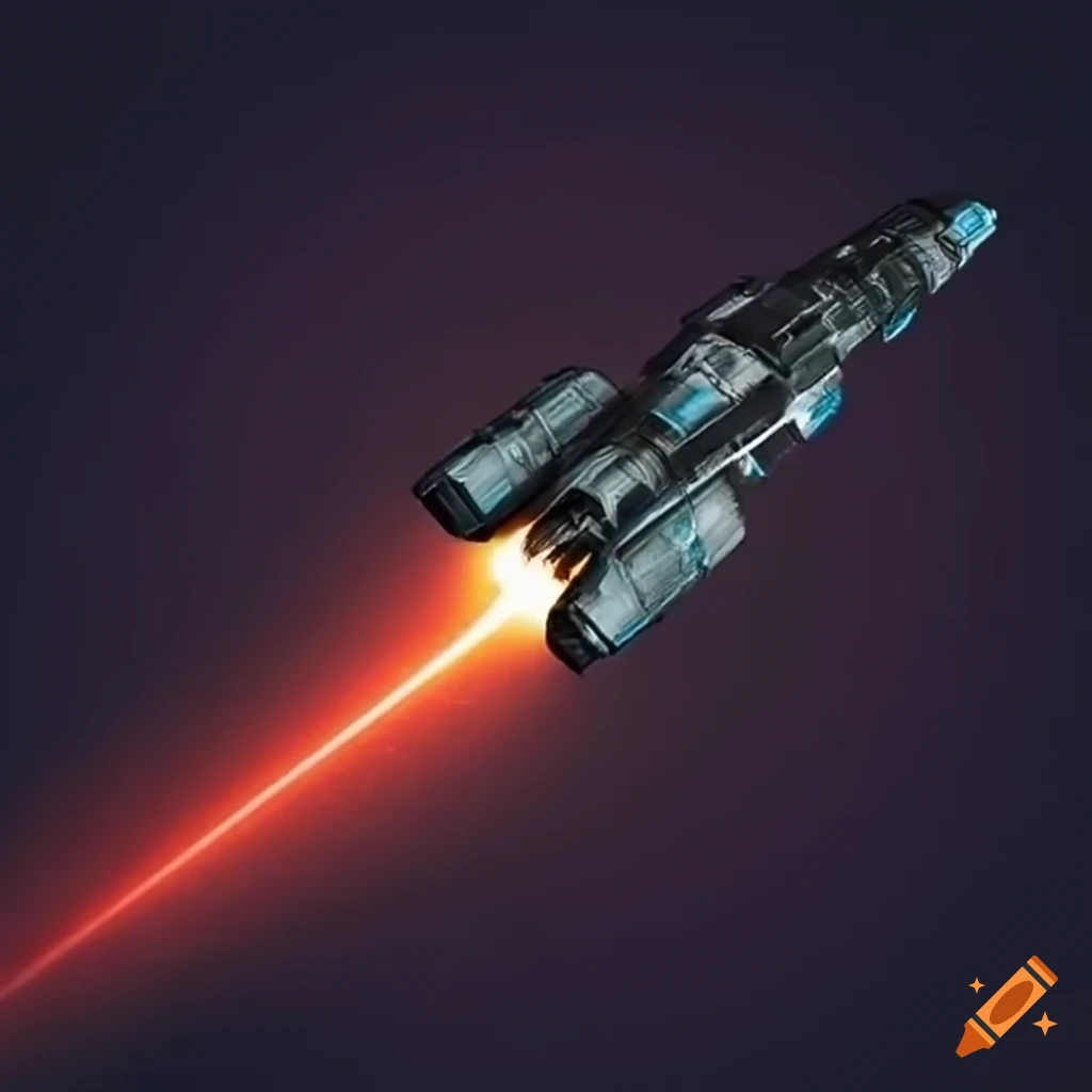 Spaceship firing a laser beam on Craiyon