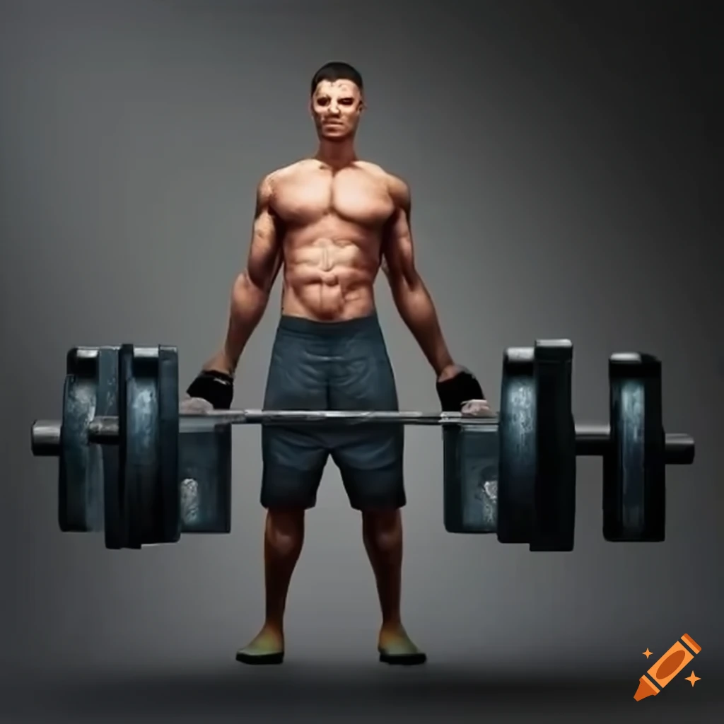 Man lifting heavy weights on Craiyon