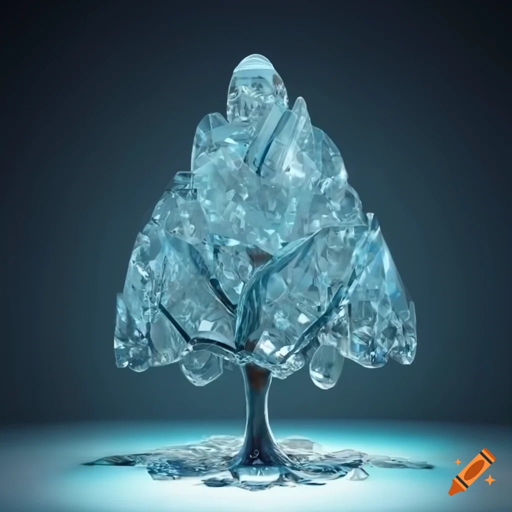 Glass crystal tree in photorealistic style on Craiyon
