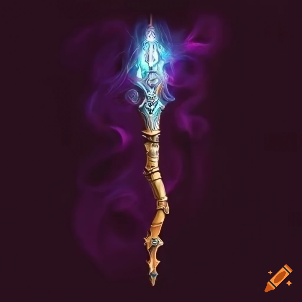 Mythic staff with magical properties on Craiyon