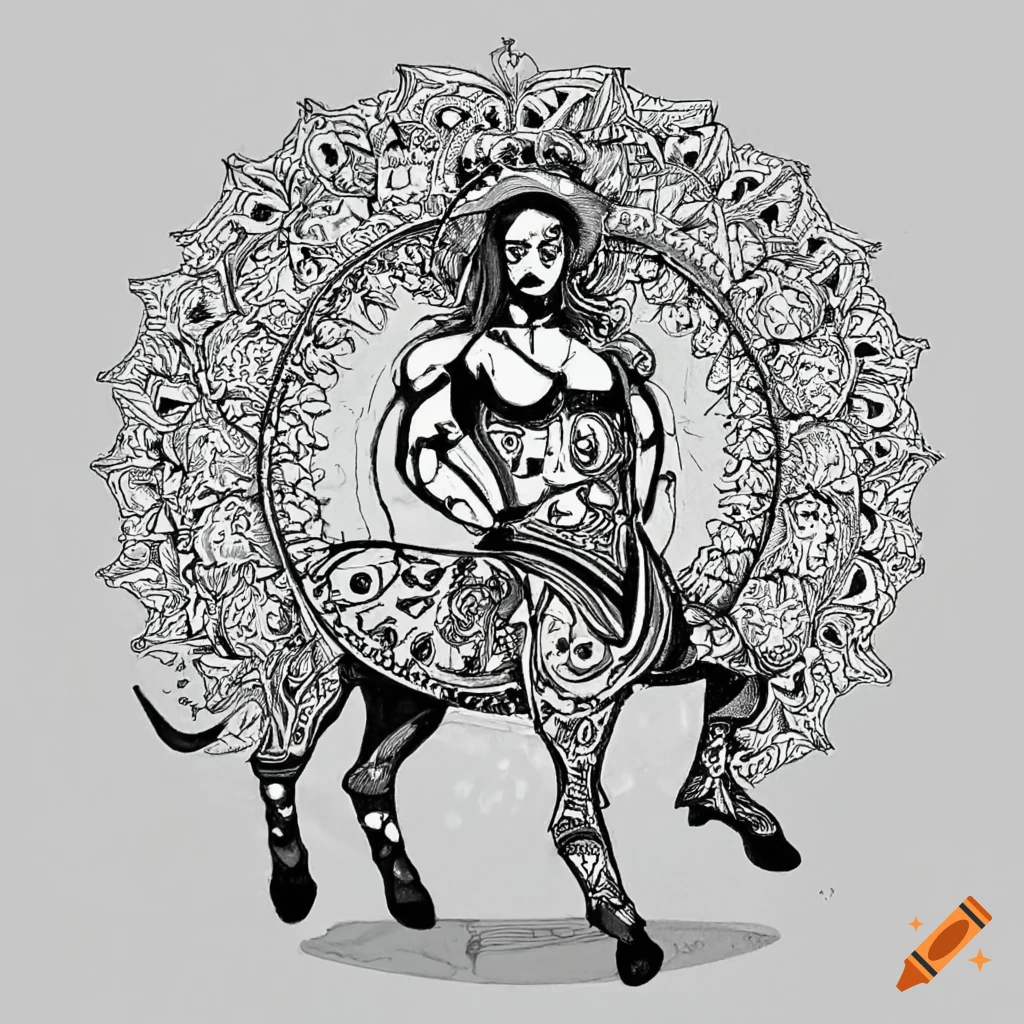Mandala centaur coloring page on Craiyon