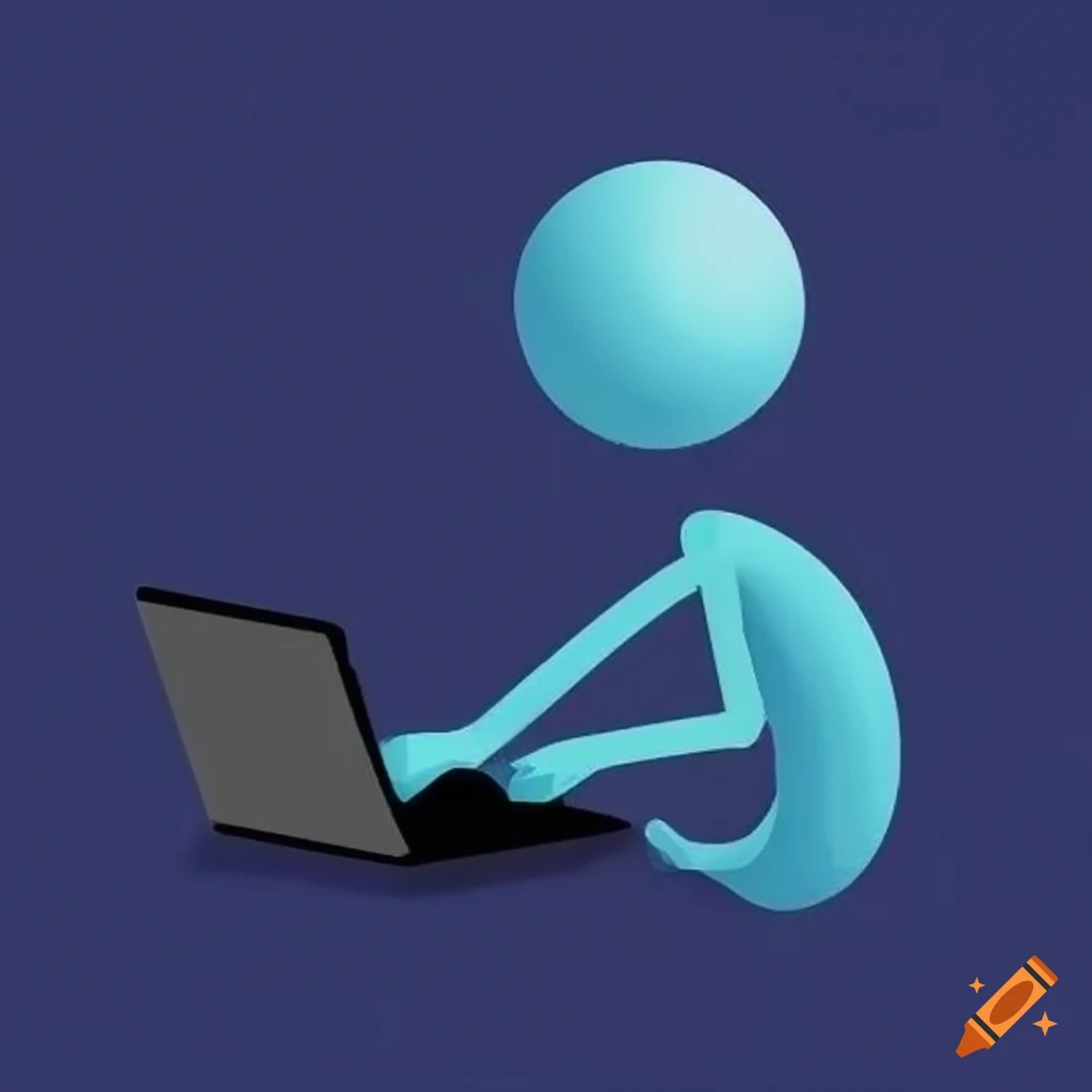 Stickman hacker with laptop on Craiyon