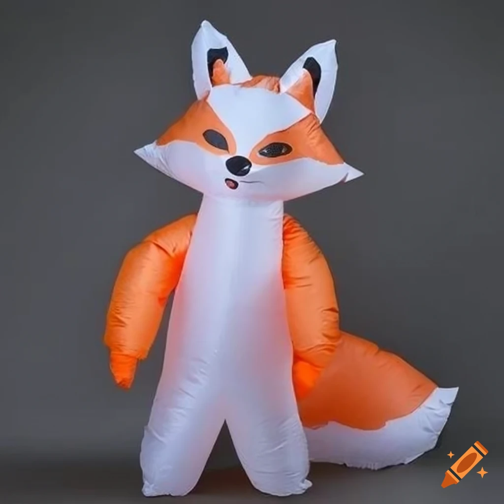 Orange and white fox costume for kids with face hole and giant tail on ...