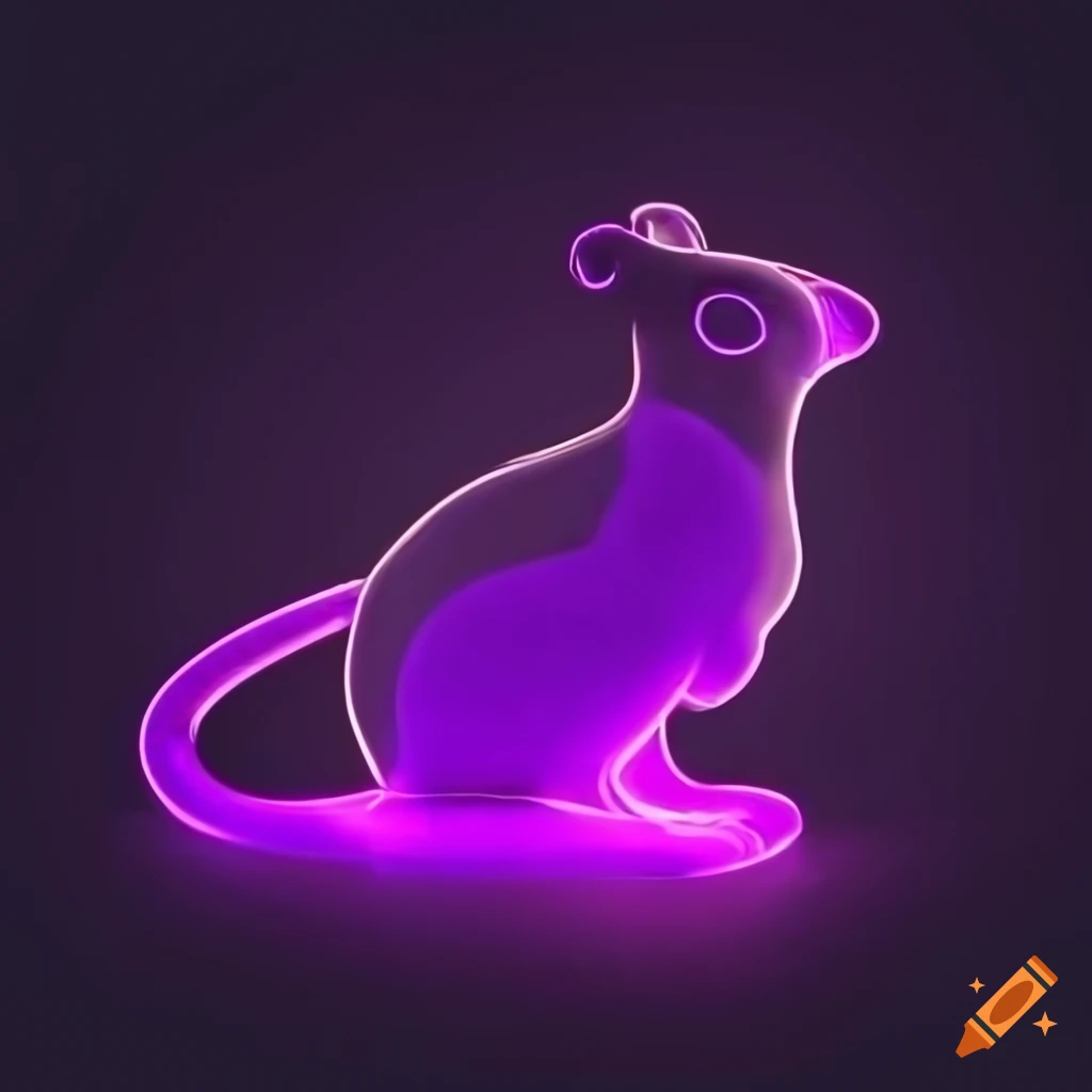 Purple LED sign of line art rat on Craiyon