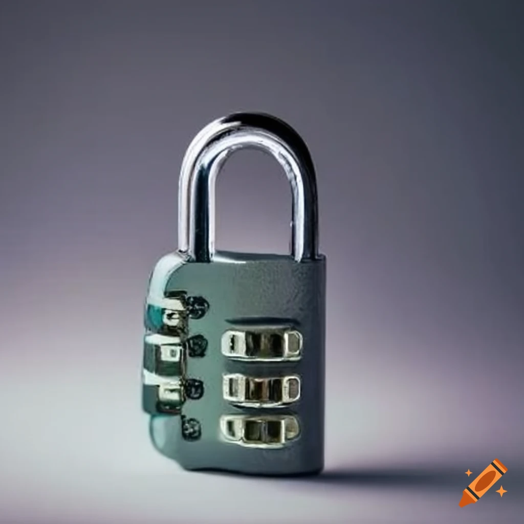 Three-digit combination padlock on a white surface on Craiyon