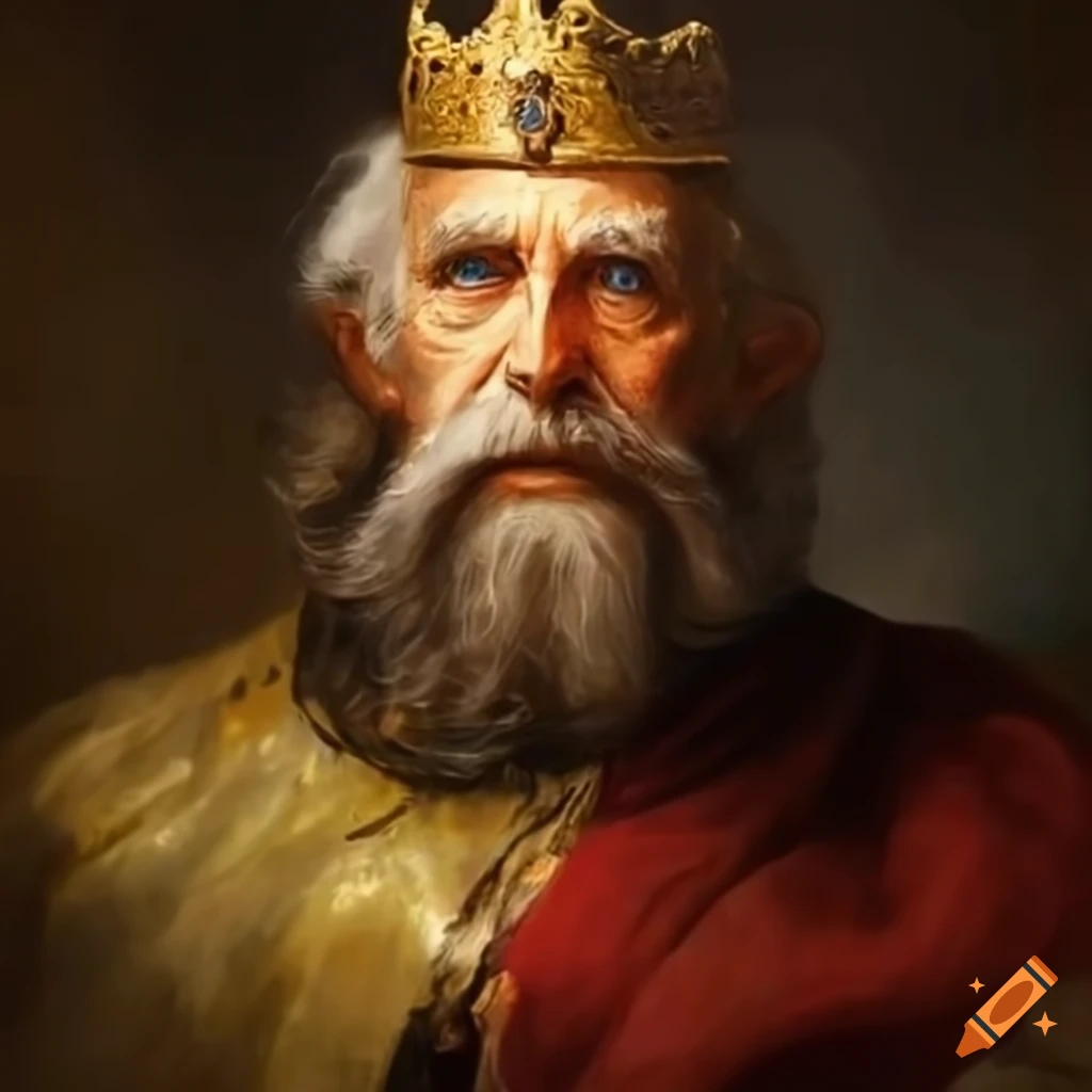 Portrait of an old wise king with a beard on Craiyon