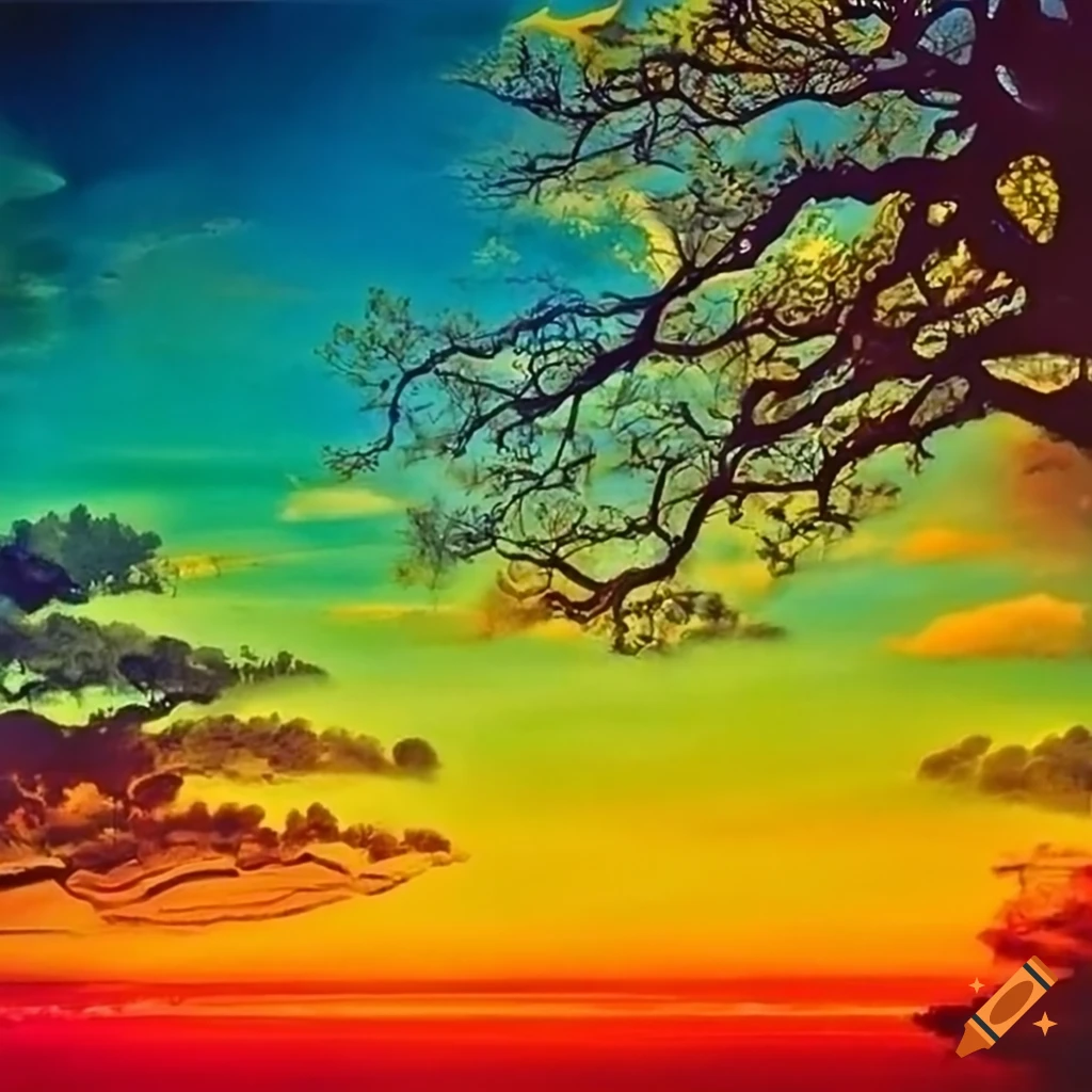 Ethereal portal with vibrant surreal artwork inspired by Roger Dean ...