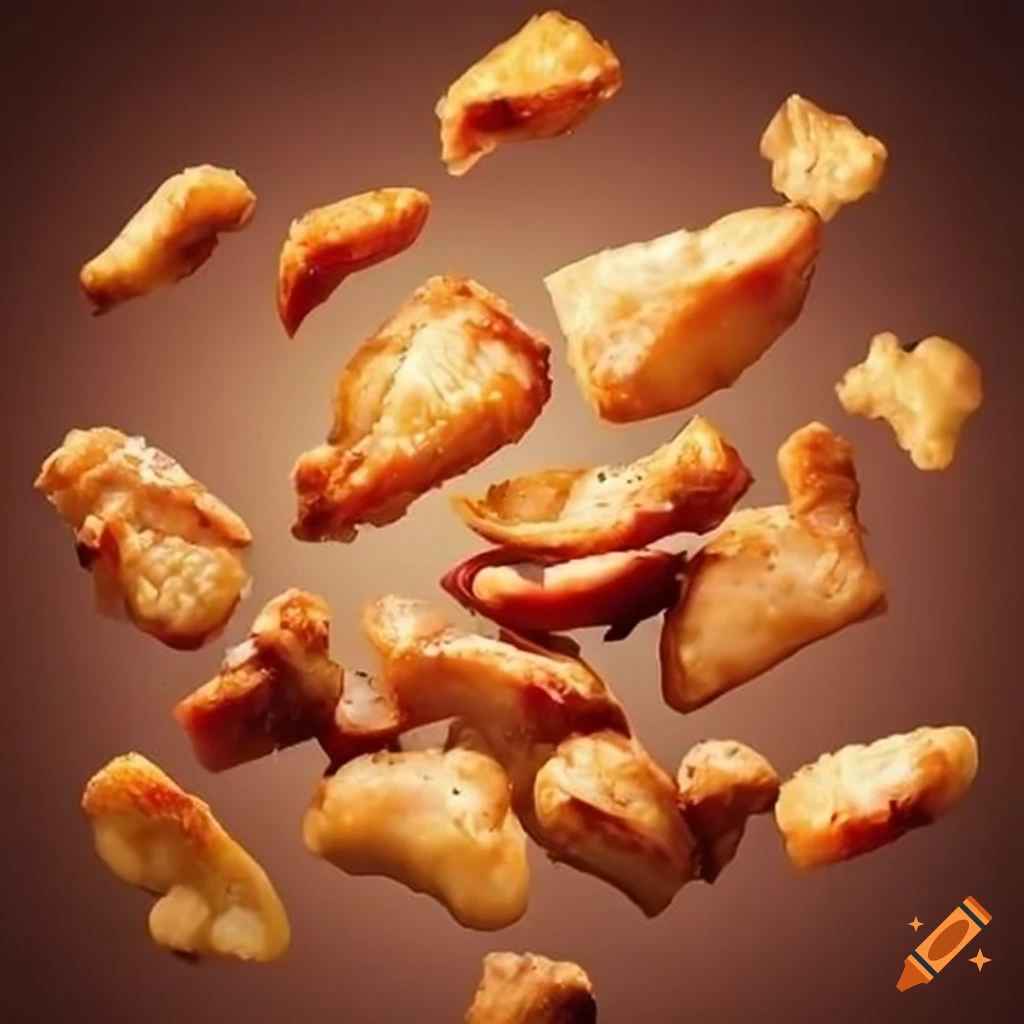 Cooked chicken falling from the sky on Craiyon