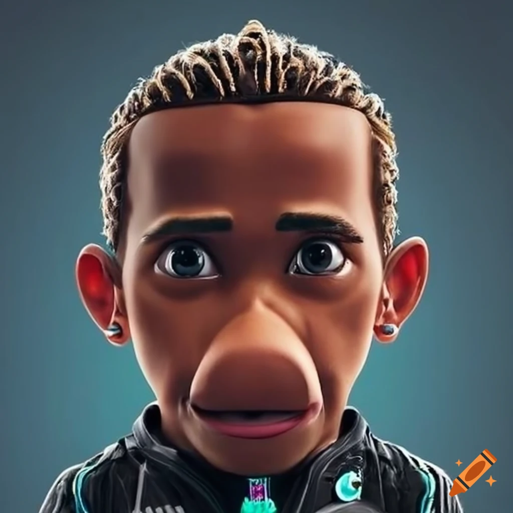 Lewis hamilton depicted as a charming hippopotamus character on Craiyon
