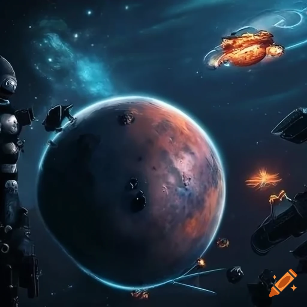 Cover of space invasion rulebook featuring mars and space theme on Craiyon