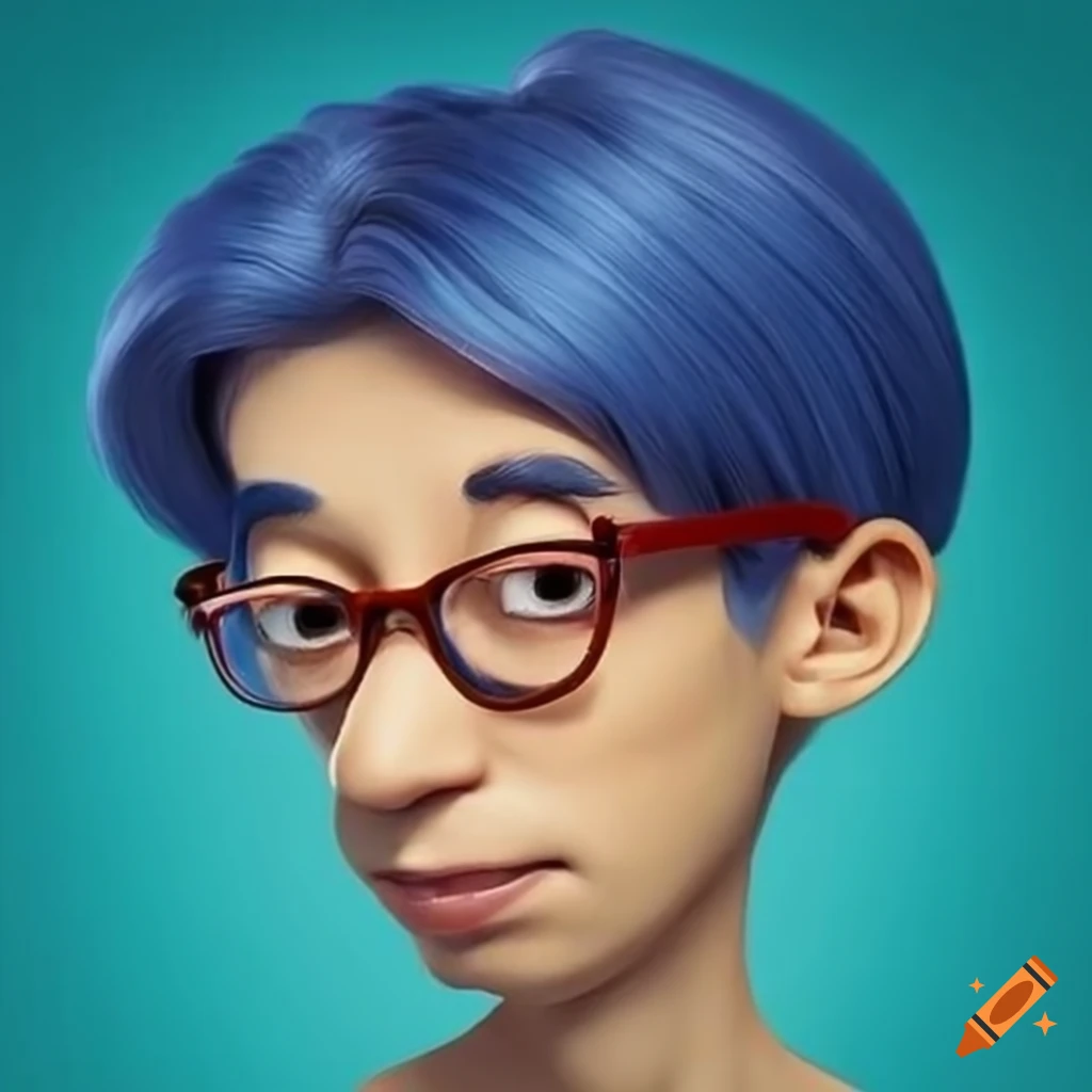 Real human boy with blue hair and glasses inspired by milhouse from the ...