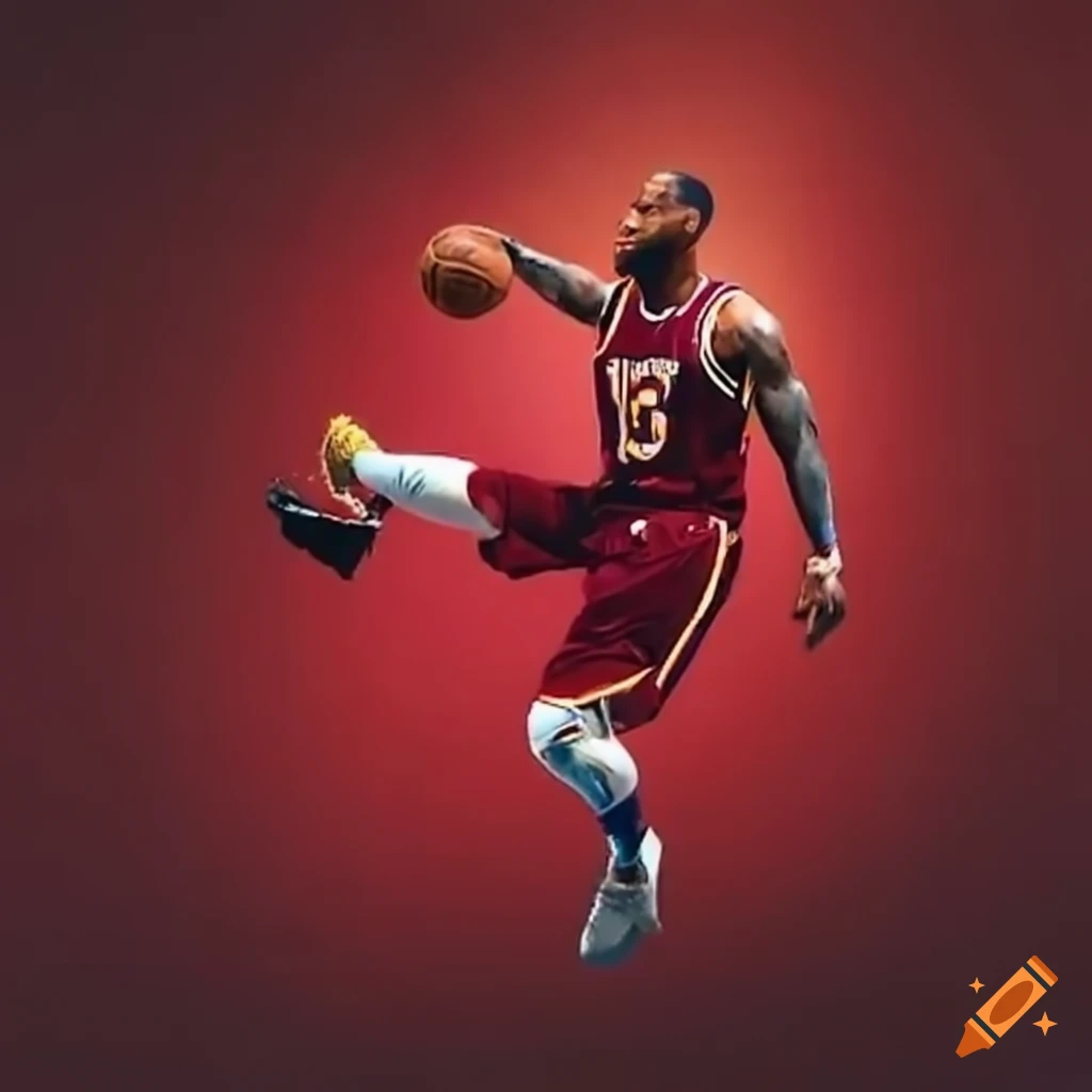 Lebron james dunking with a football in hand during a basketball game ...