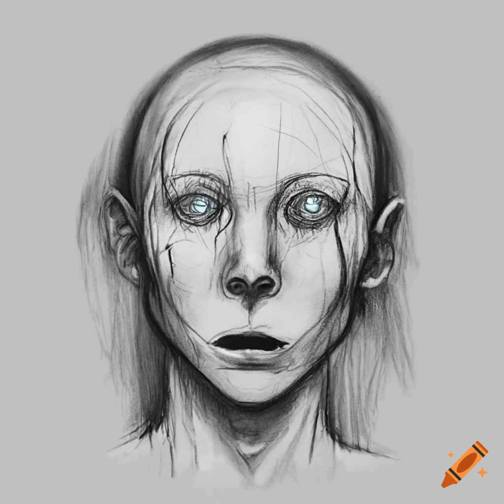 Sketch of radium personified as a creepy figure on Craiyon