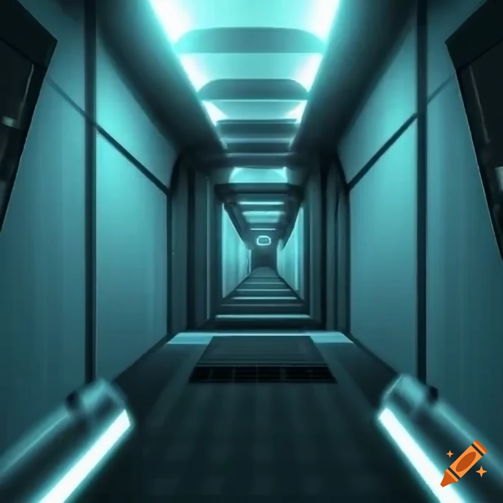 Cool sci-fi hallway scene on Craiyon