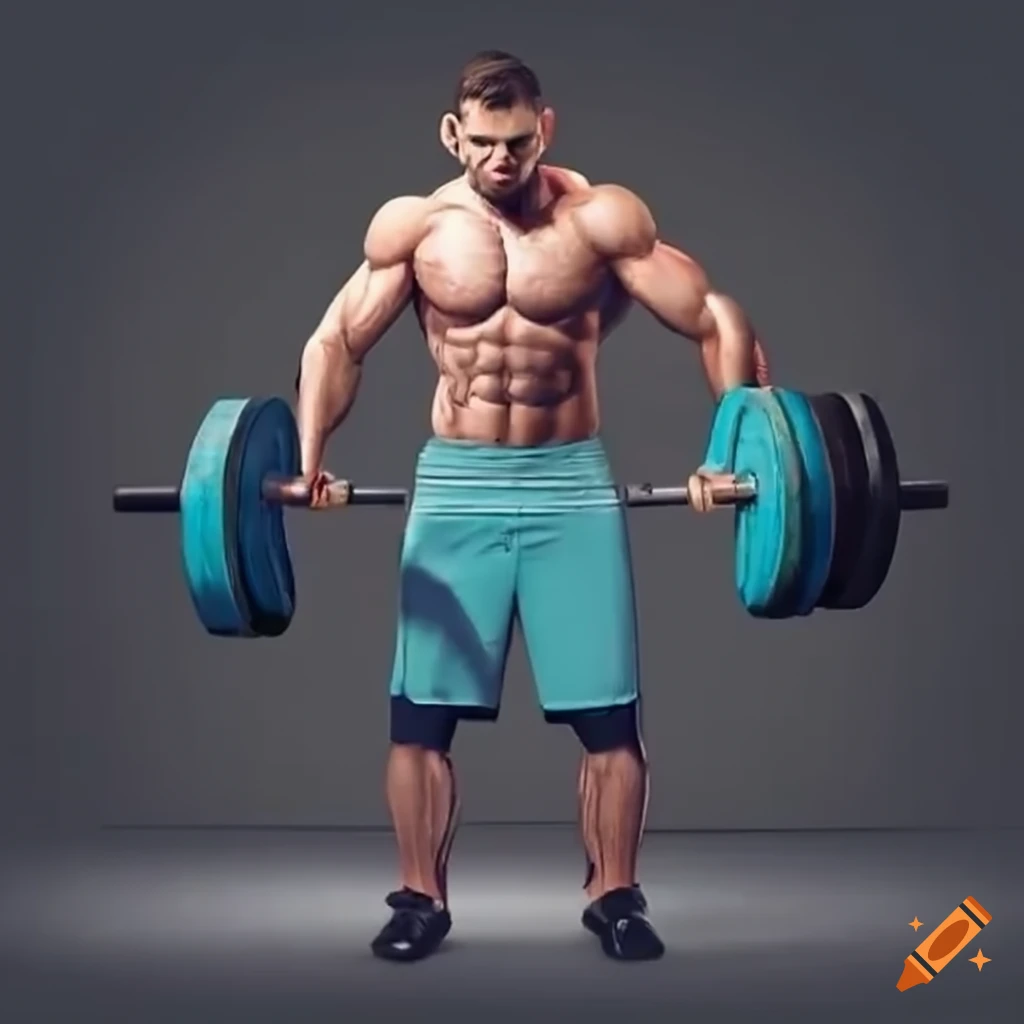 Man lifting heavy weights on Craiyon