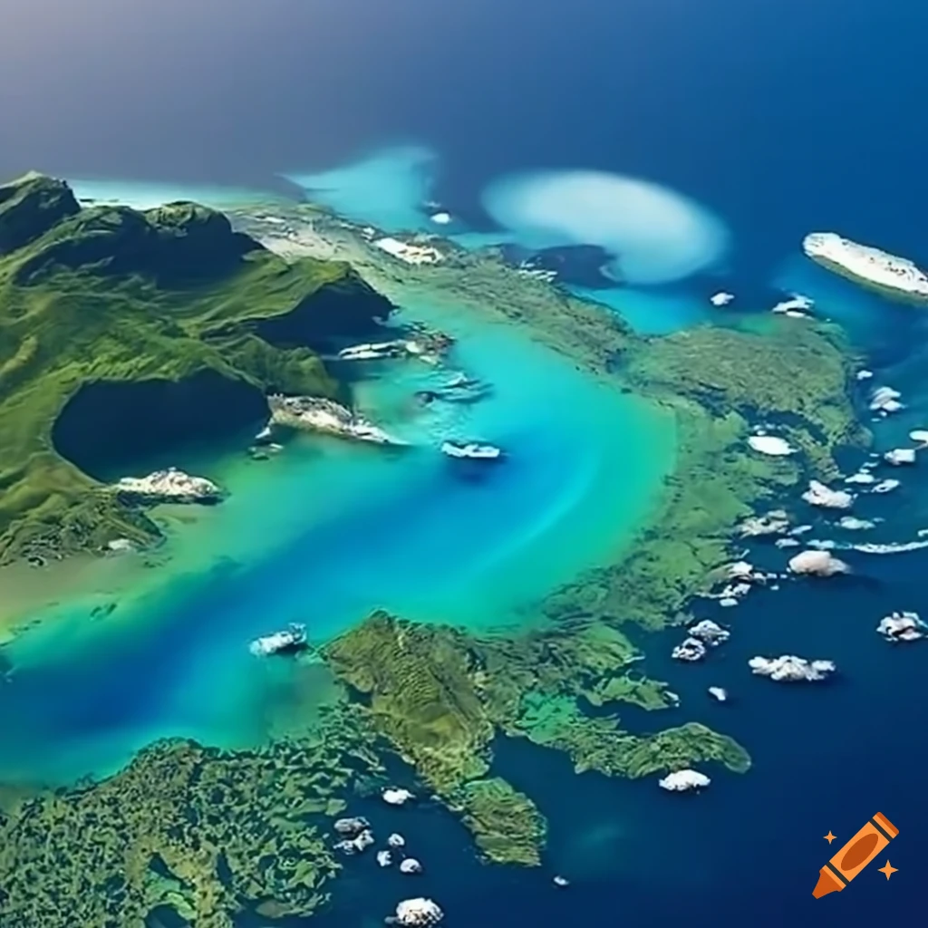 Hundreds of islands connecting two continents on Craiyon