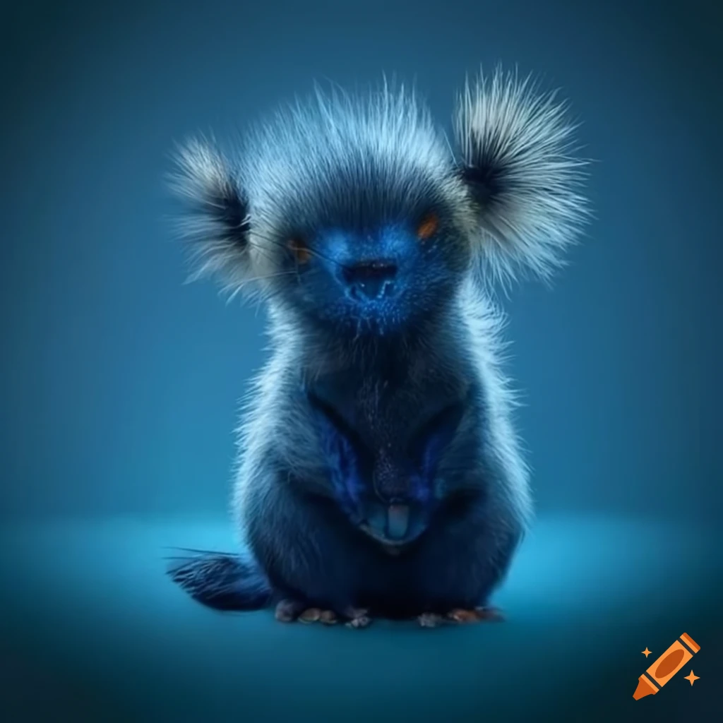 Dark blue animal with fur, shell, and pouch on Craiyon