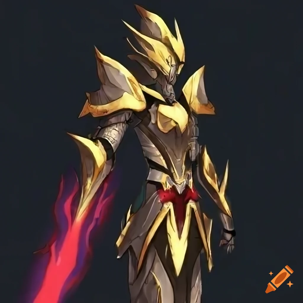 Celestial knights in bulky demonic armor in anime style on Craiyon