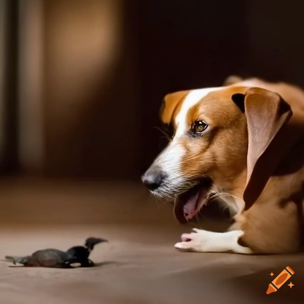 Dog and mouse playing together on Craiyon