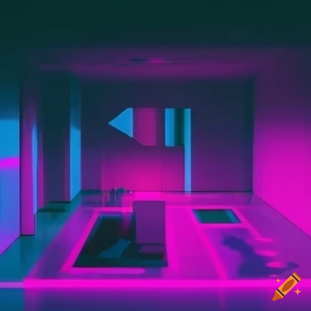 Vaporwave aesthetic in a liminal space on Craiyon
