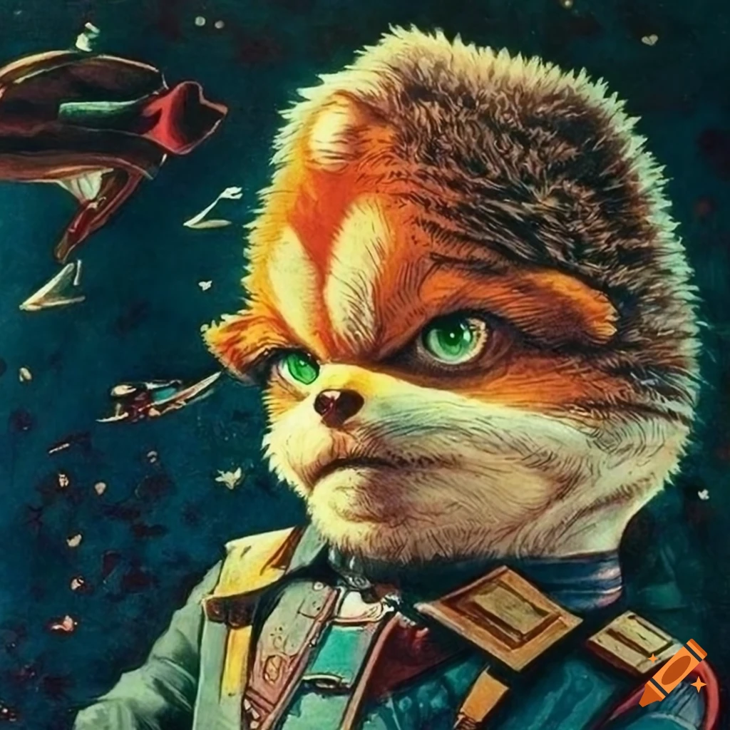 Intricate details in a vintage star fox poster by james gurney and ...