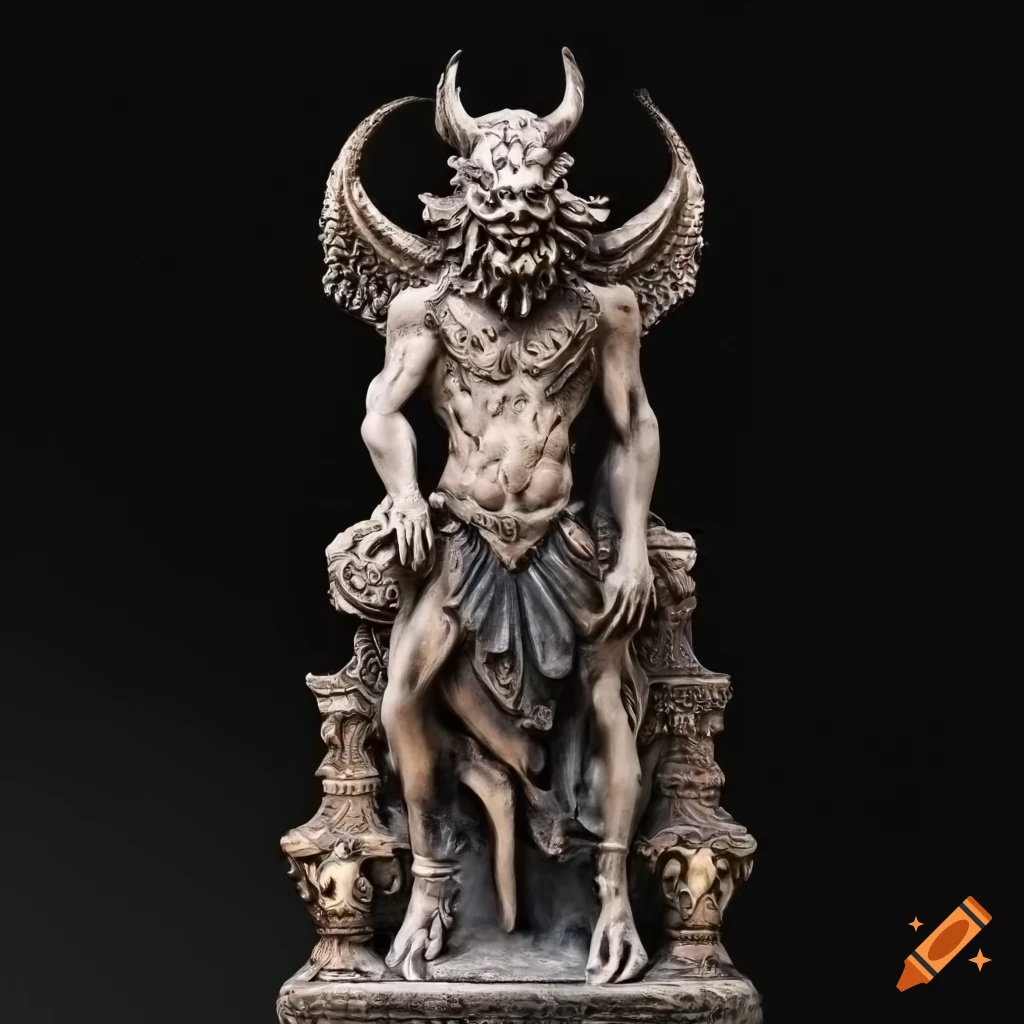 Gothic statue of a spikey demon on a pedestal on Craiyon